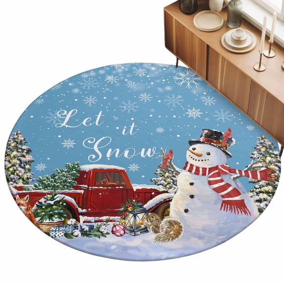 4ft Round Rug Light Blue Christmas Area Rugs for Living Room Bedroom ...