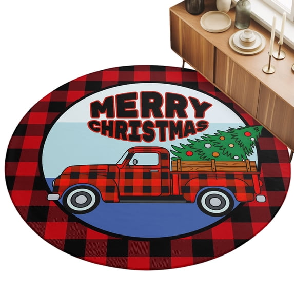 4ft Round Rug Merry Christmas Area Rugs for Living Room Bedroom ...