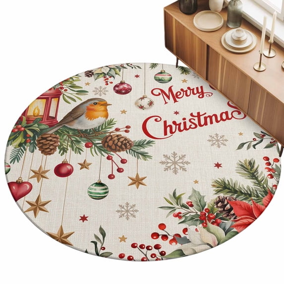 4ft Round Rug Merry Christmas Area Rugs for Living Room Bedroom ...
