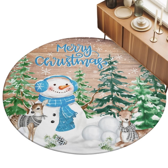 4ft Round Rug Merry Christmas Area Rugs for Living Room Bedroom ...