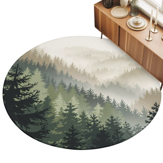 4ft Round Rug Mountains Area Rugs for Living Room Bedroom Washable Non ...