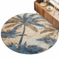 4ft Round Rug Navy Blue Brown Area Rugs for Living Room Bedroom ...