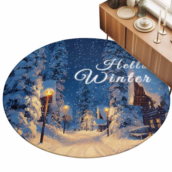 4ft Round Rug Navy Blue Christmas Area Rugs for Living Room Bedroom ...
