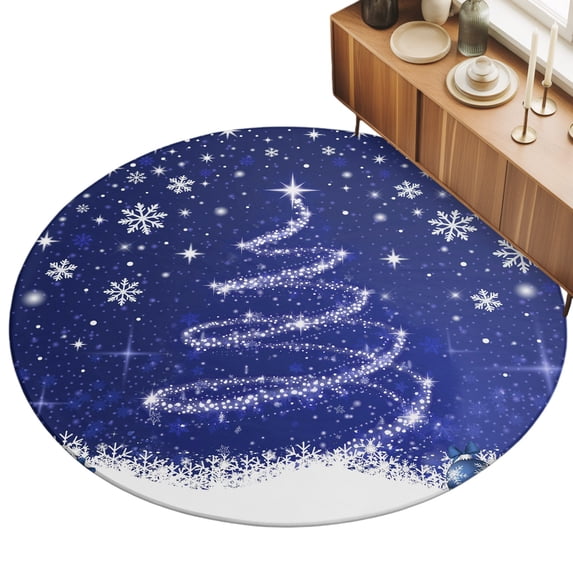 4ft Round Rug Navy Blue Christmas Area Rugs for Living Room Bedroom ...