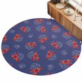 4ft Round Rug Navy Blue Coastal Area Rugs for Living Room Bedroom ...