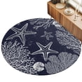 4ft Round Rug Navy Blue Coastal Area Rugs for Living Room Bedroom ...