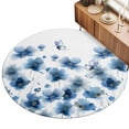 4ft Round Rug Navy Blue Floral Area Rugs for Living Room Bedroom ...