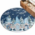 4ft Round Rug Navy Blue Gnomes Christmas Area Rugs for Living Room ...