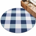 4ft Round Rug Navy Blue Plaid Area Rugs for Living Room Bedroom ...