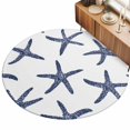 4ft Round Rug Navy Blue Starfish Coastal Area Rugs for Living Room ...