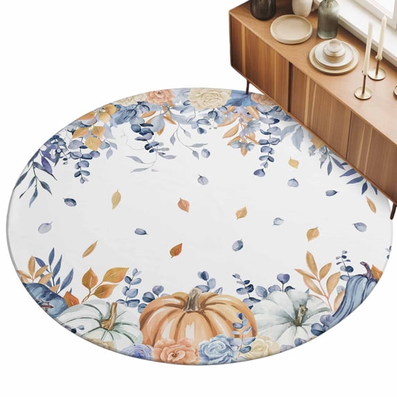 4ft Round Rug Orange Blue Fall Area Rugs for Living Room Bedroom ...