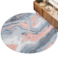 4ft Round Rug Orange Grey Marble Area Rugs for Living Room Bedroom ...