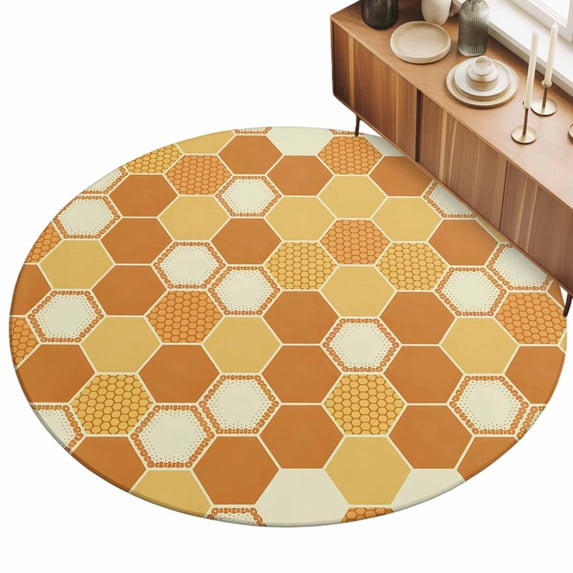 4ft Round Rug Orange Yellow Area Rugs for Living Room Bedroom Washable ...