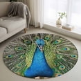 4ft Round Rug, Peacock Feathers Non-Skid Rubber Backing Large Area Rugs ...