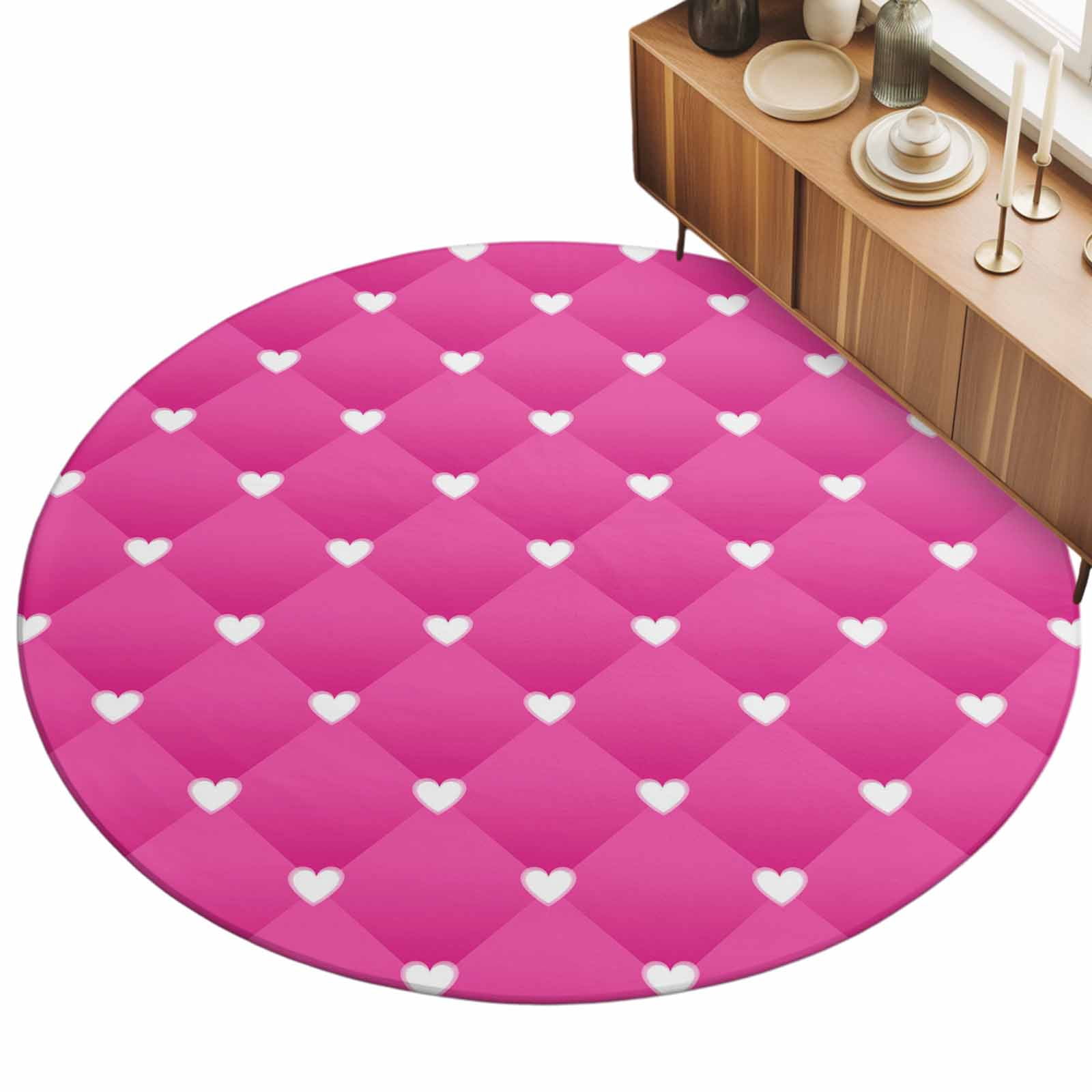 4ft Round Rug Pink Area Rugs for Living Room Bedroom Washable Non Slip ...