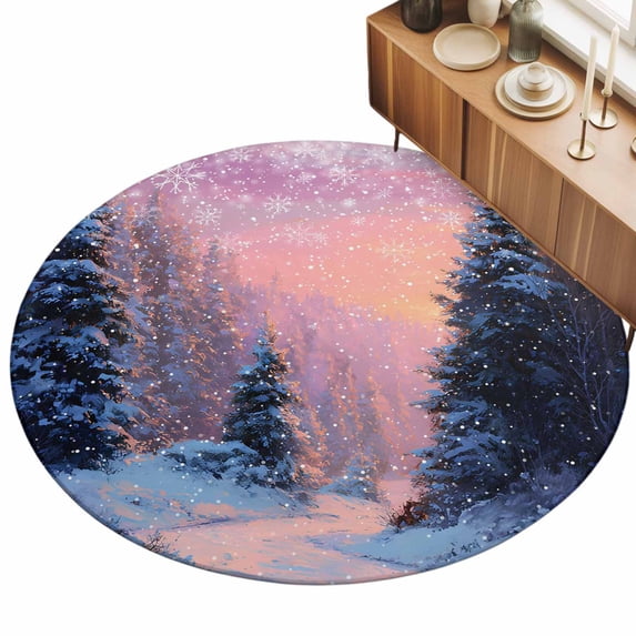 4ft Round Rug Pink Blue Christmas Area Rugs for Living Room Bedroom ...