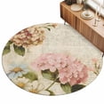 4ft Round Rug Pink Orange Hydrangea Area Rugs for Living Room Bedroom ...