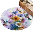 4ft Round Rug Pink Purple Hummingbird Area Rugs for Living Room Bedroom ...