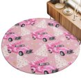 4ft Round Rug Pink Truck Christmas Area Rugs for Living Room Bedroom ...