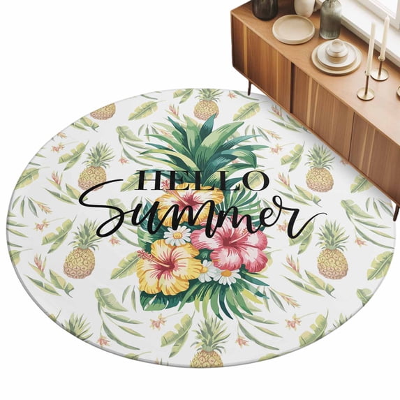 4ft Round Rug Pink Yellow Floral Area Rugs for Living Room Bedroom ...