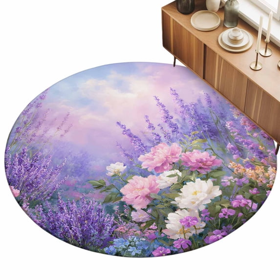 4ft Round Rug Purple Lavender Area Rugs for Living Room Bedroom ...