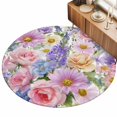 4ft Round Rug Purple Pink Floral Area Rugs for Living Room Bedroom ...
