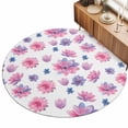 4ft Round Rug Purple Pink Spring Floral Area Rugs for Living Room ...