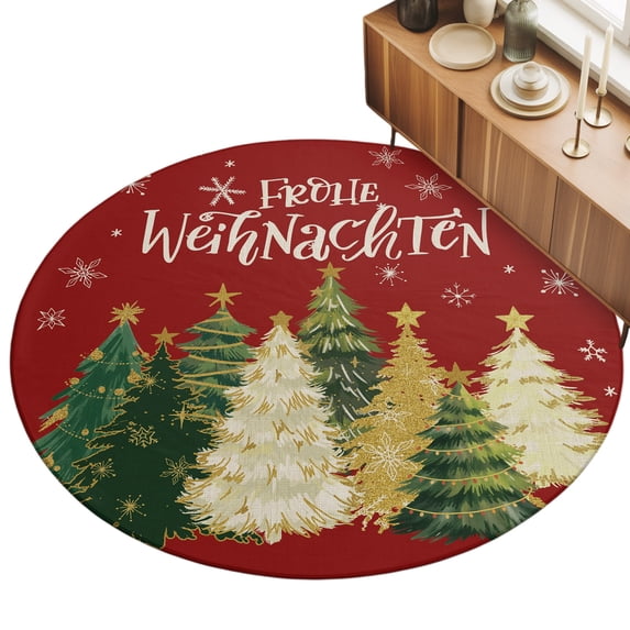 4ft Round Rug Red Christmas Area Rugs for Living Room Bedroom Washable ...
