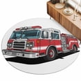 4ft Round Rug Red Fire Truck Area Rugs for Living Room Bedroom Washable ...