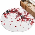 4ft Round Rug Red Flowers Area Rugs for Living Room Bedroom Washable ...
