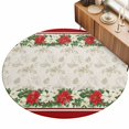 4ft Round Rug Red Poinsettia Christmas Area Rugs for Living Room ...