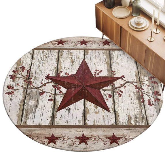 4ft Round Rug Red Texas Star Vintage Area Rugs for Living Room Bedroom ...