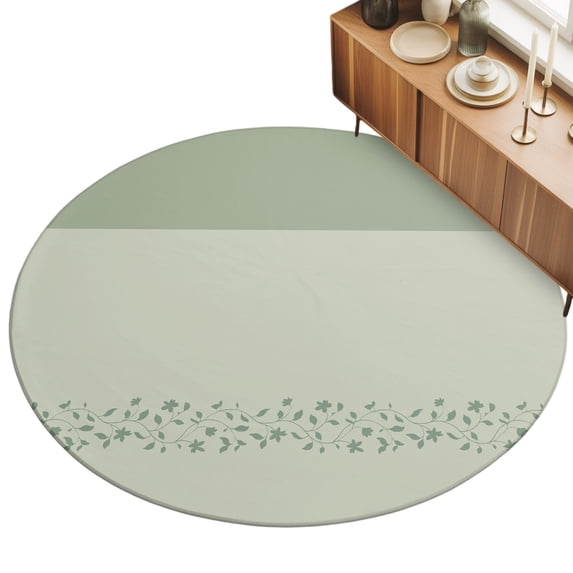 4ft Round Rug Sage Green Botanical Area Rugs for Living Room Bedroom ...