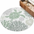 4ft Round Rug Sage Green Coastal Turtle Area Rugs for Living Room ...