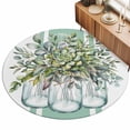 4ft Round Rug Sage Green Eucalyptus Leaves Area Rugs for Living Room ...