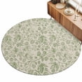 4ft Round Rug Sage Green Flowers Area Rugs for Living Room Bedroom ...