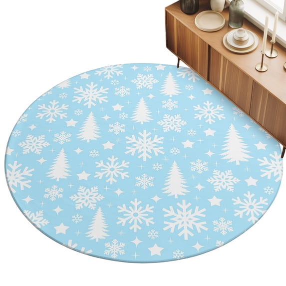 4ft Round Rug Sky Blue Christmas Area Rugs for Living Room Bedroom ...