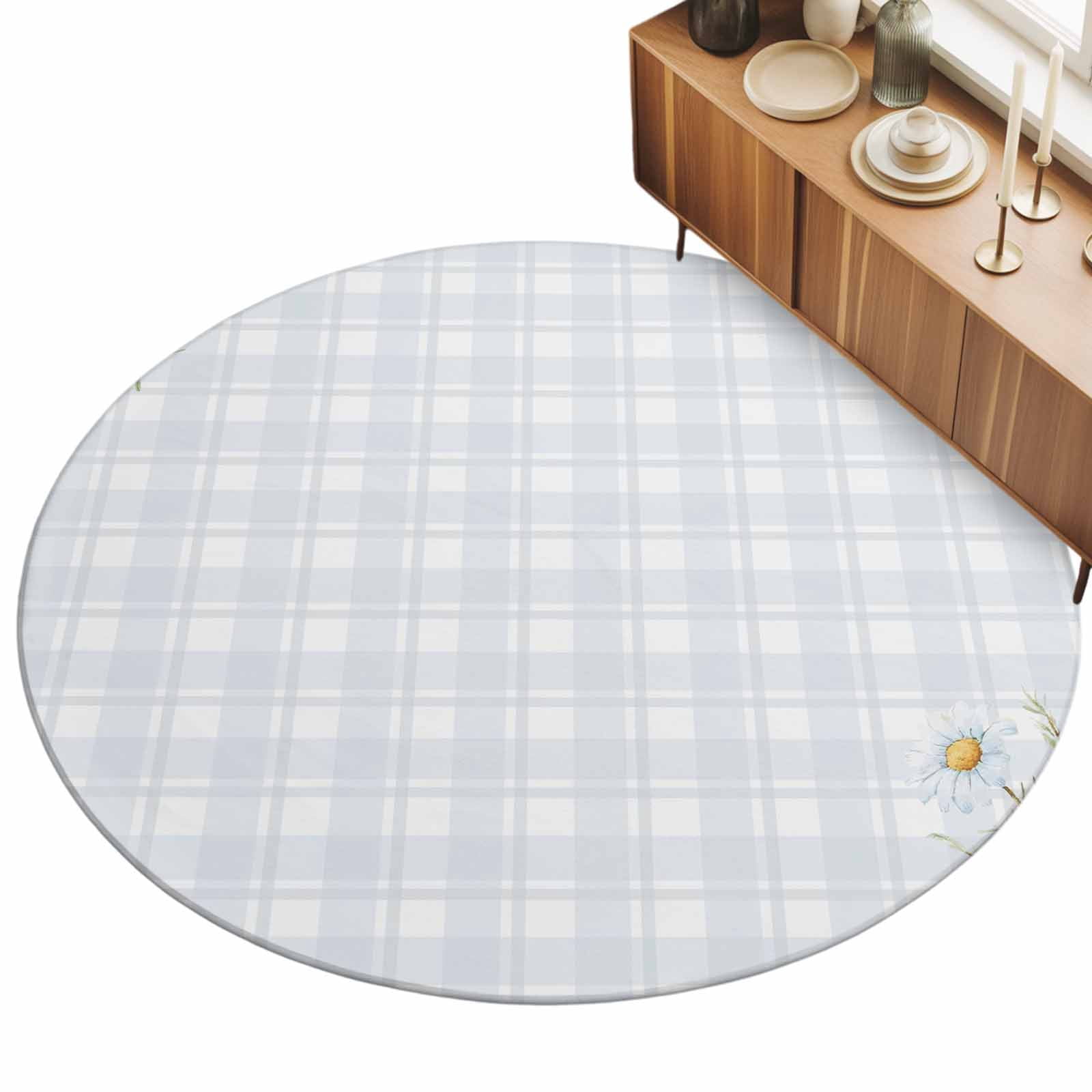 4ft Round Rug Spring Daisy Floral Area Rugs for Living Room Bedroom ...