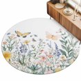 4ft Round Rug Spring Floral Area Rugs for Living Room Bedroom Washable ...