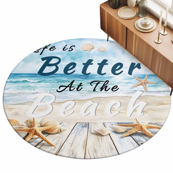 4ft Round Rug Summer Coastal Beach Area Rugs for Living Room Bedroom ...
