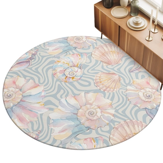4ft Round Rug Summer Pink Shells Area Rugs for Living Room Bedroom ...
