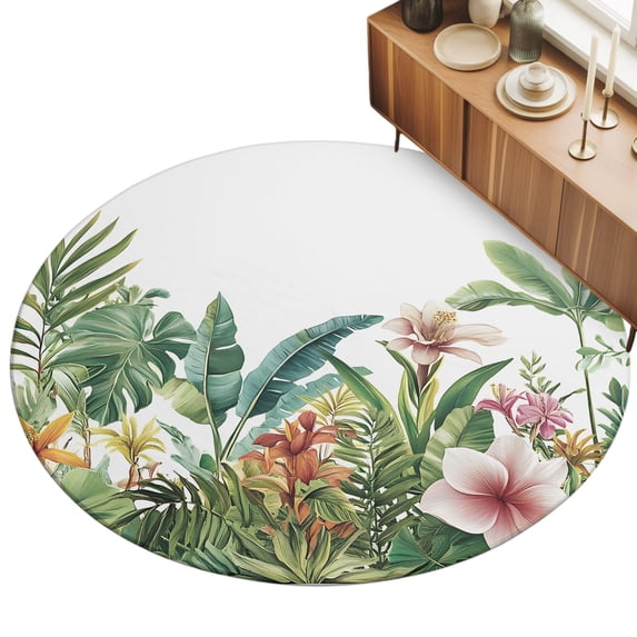 4ft Round Rug Summer Tropical Area Rugs for Living Room Bedroom ...