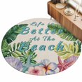 4ft Round Rug Summer Tropical Palm Leaf Area Rugs for Living Room ...