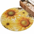 4ft Round Rug Sunflower Area Rugs for Living Room Bedroom Washable Non ...