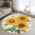 4ft Round Rug, Sunflower Non-Skid Rubber Backing Large Area Rugs ...
