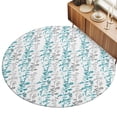 4ft Round Rug Teal Blue Grey Botanical Area Rugs for Living Room ...