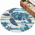 4ft Round Rug Teal Blue Turtle Coastal Area Rugs for Living Room ...
