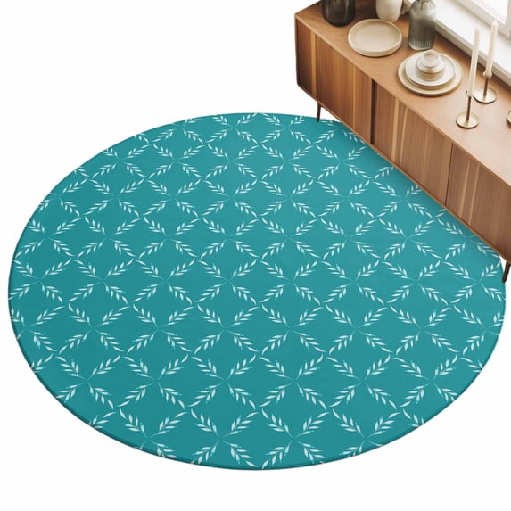 4ft Round Rug Teal Morocco Area Rugs for Living Room Bedroom Washable ...