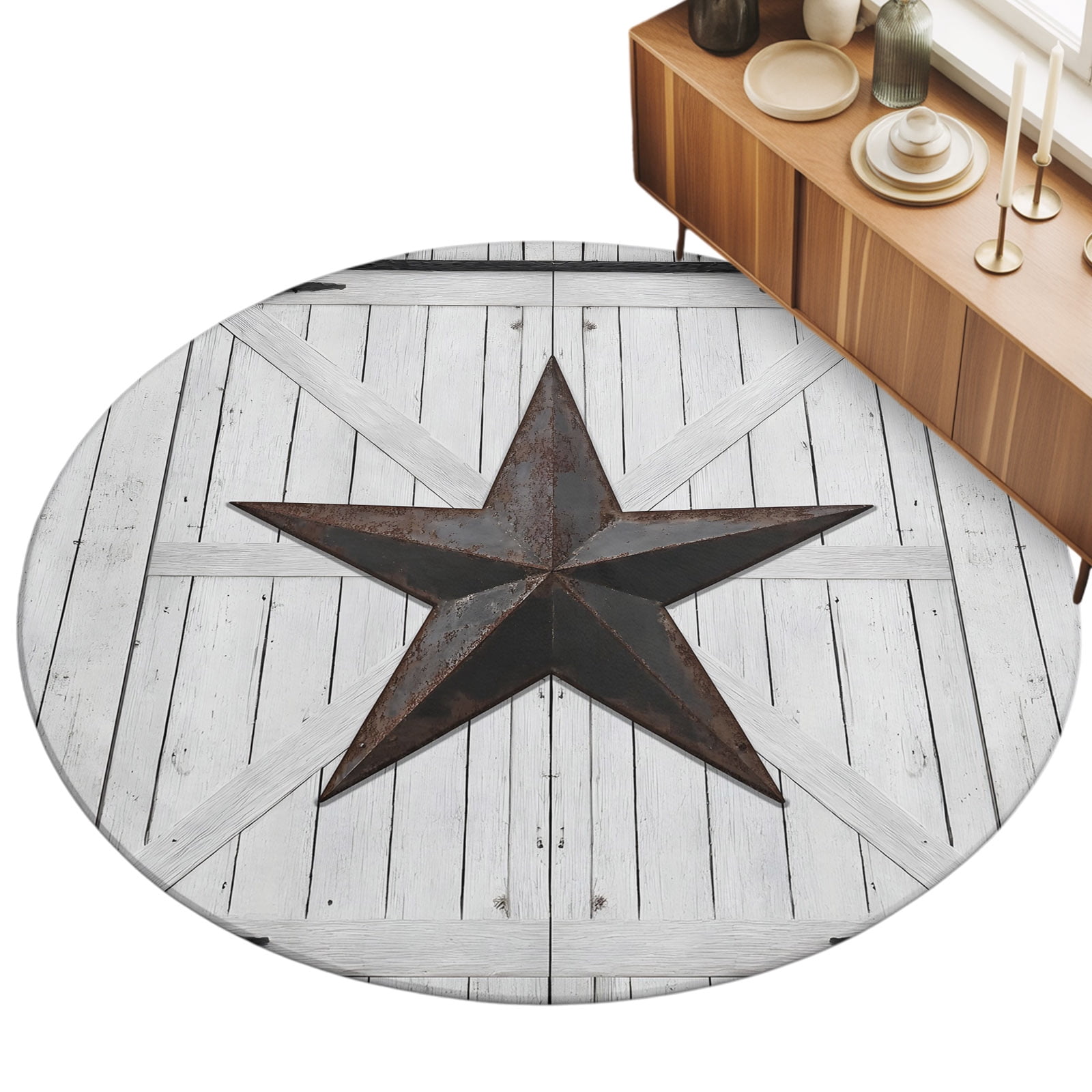 4ft Round Rug Texas Star Retro Area Rugs for Living Room Bedroom ...