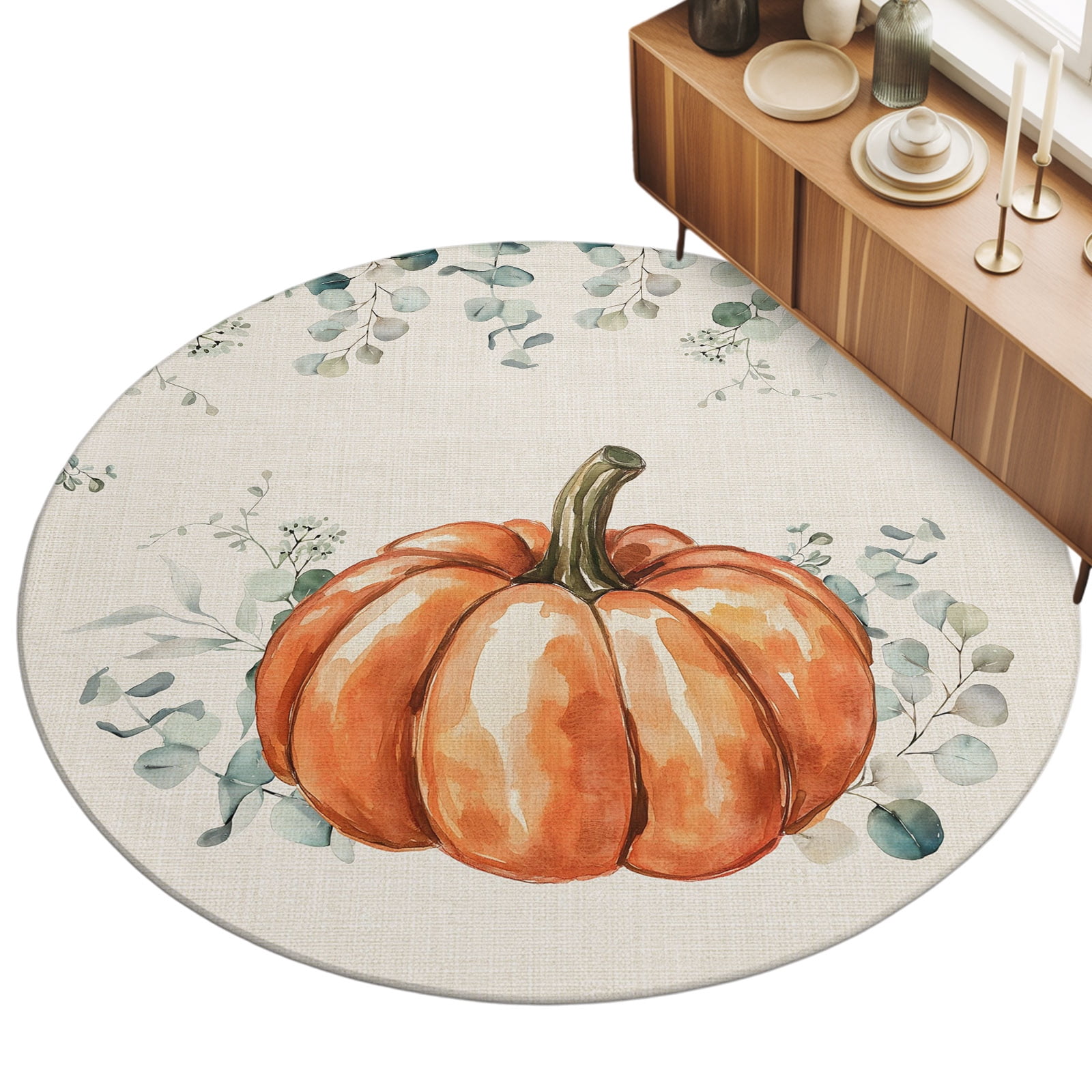 4ft Round Rug Thanksgiving Area Rugs for Living Room Bedroom Washable ...